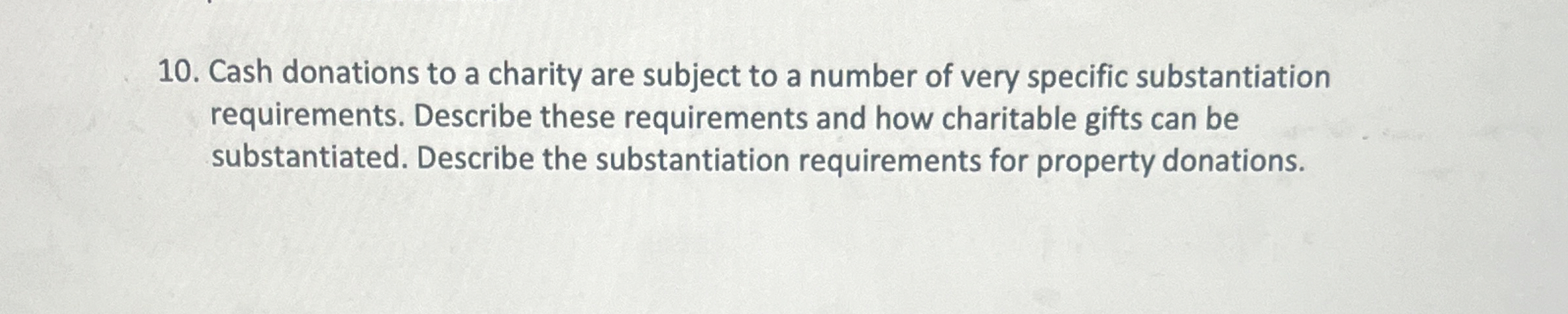 Solved Cash donations to a charity are subject to a number | Chegg.com