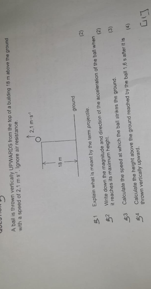 Solved A ball is thrown vertically UPWARDS from the top of a | Chegg.com