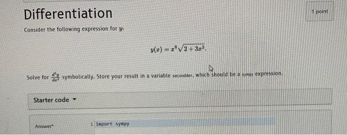 Solved Differentiation Consider the following expression for | Chegg.com