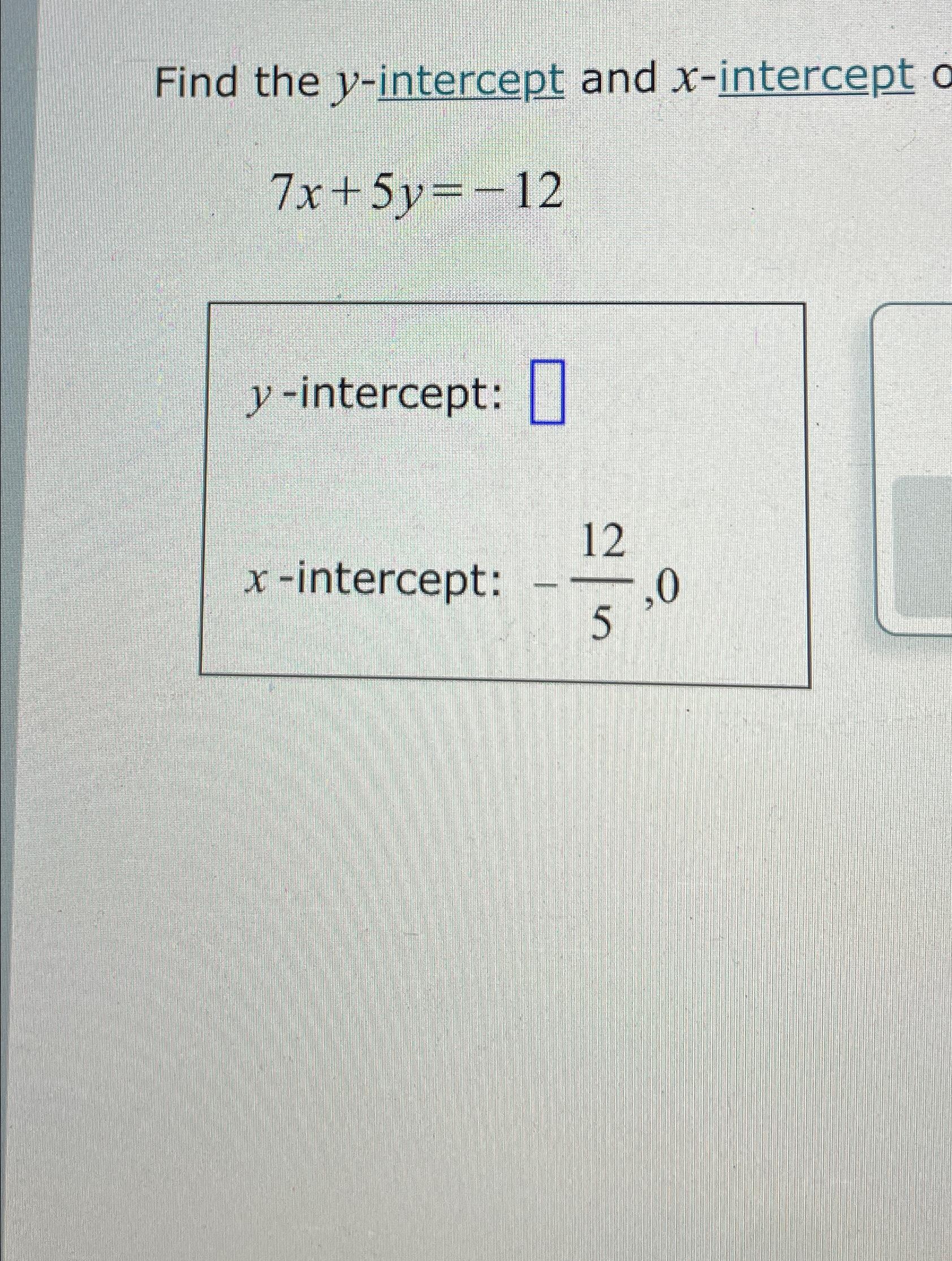 Solved Find the y-intercept and | Chegg.com