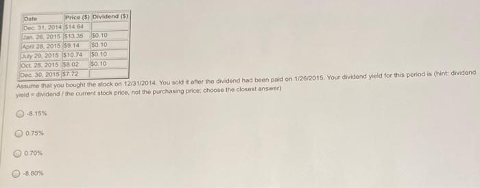 Solved Current Stock Price ($) Probability PR Stock Price in | Chegg.com