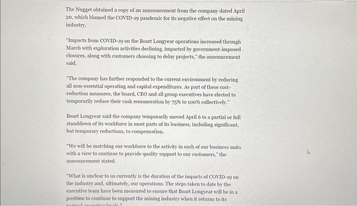 Solved The Nugget obtained a copy of an announcement from | Chegg.com