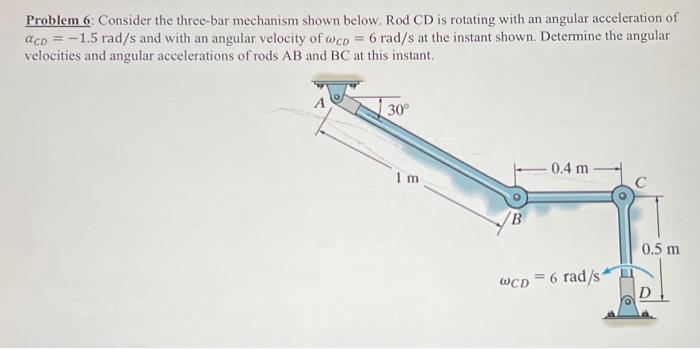 Solved Problem 6: Consider the three-bar mechanism shown | Chegg.com