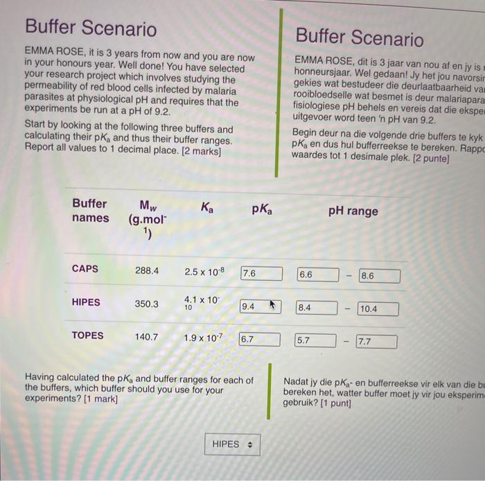 Solved Buffer Scenario EMMA ROSE, it is 3 years from now and | Chegg.com