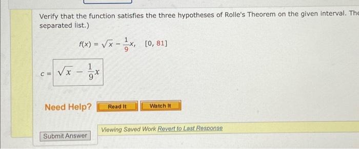 Solved Verify that the function satisfies the three | Chegg.com