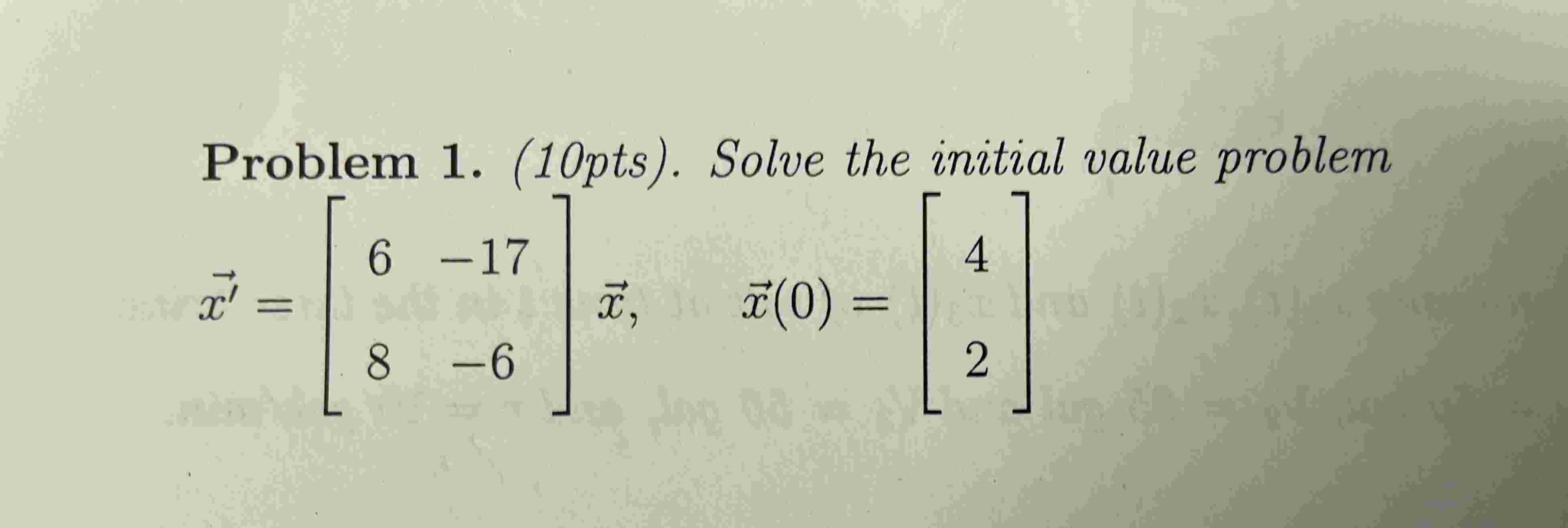 Solved Solve the initial value | Chegg.com