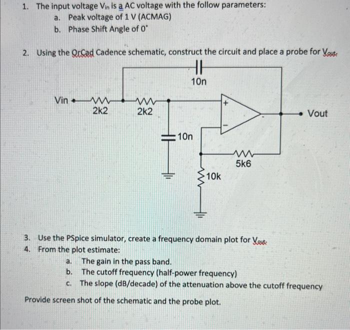 Solved use the Pspice simulator to create a frequency domain | Chegg.com