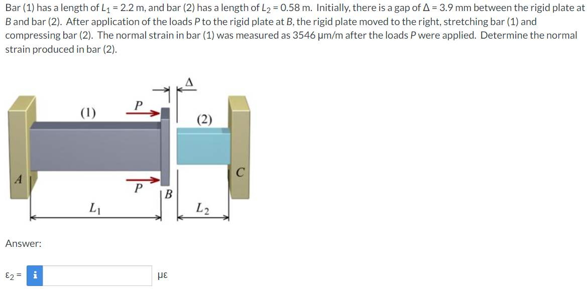 Solved Bar (1) ﻿has a length of L1=2.2m, ﻿and bar (2) ﻿has a | Chegg.com