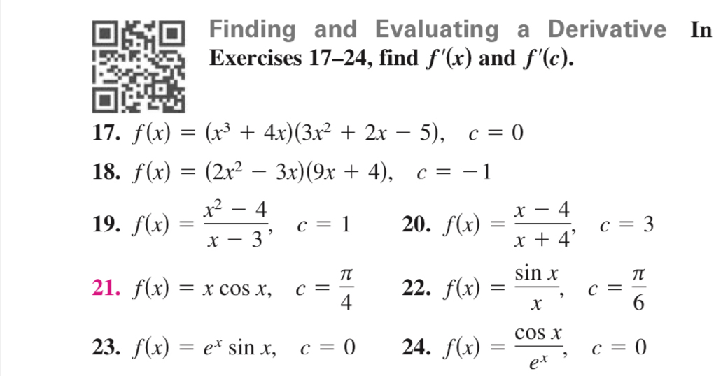 Finding and Evaluating a Derivative In Exercises | Chegg.com