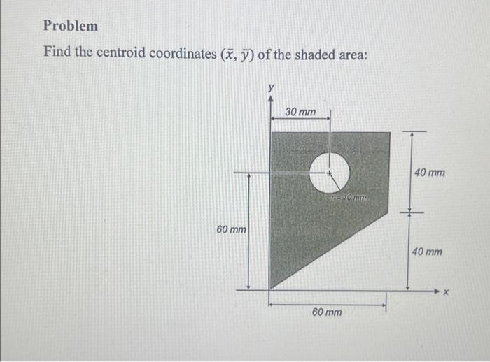 Solved Problem Find the centroid coordinates (xˉ,yˉ) of the | Chegg.com