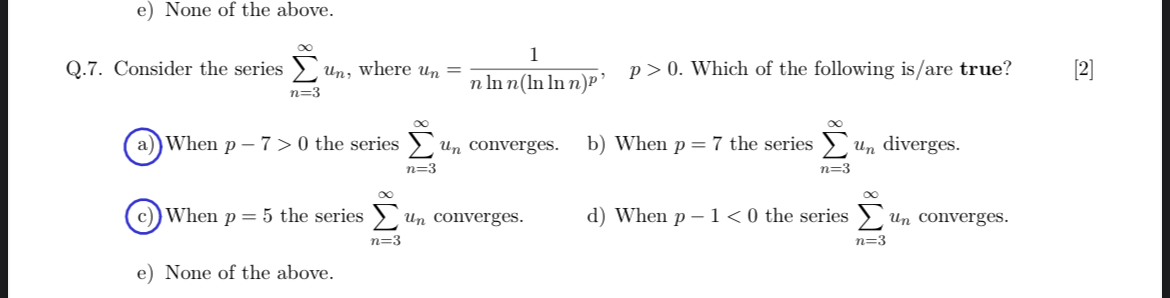 Solved Q7 ﻿consider The Series ∑n3∞un ﻿where 4074