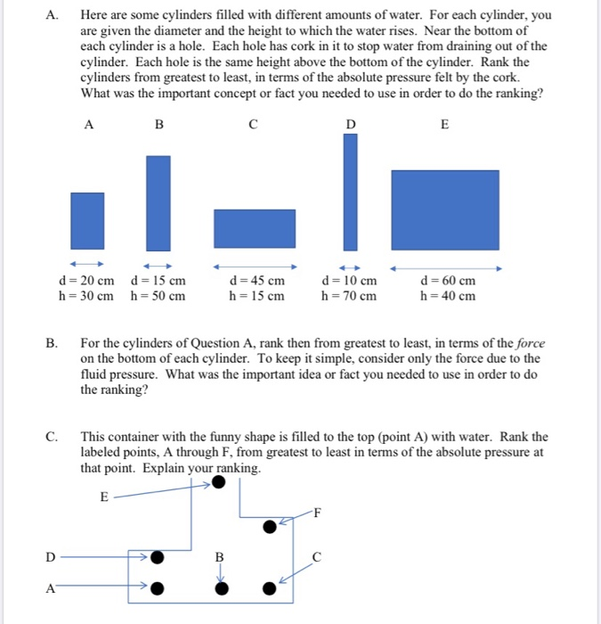 Solved A. Here are some cylinders filled with different | Chegg.com