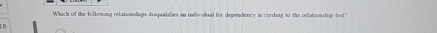 Solved Which of the following relationships disqualifies an | Chegg.com
