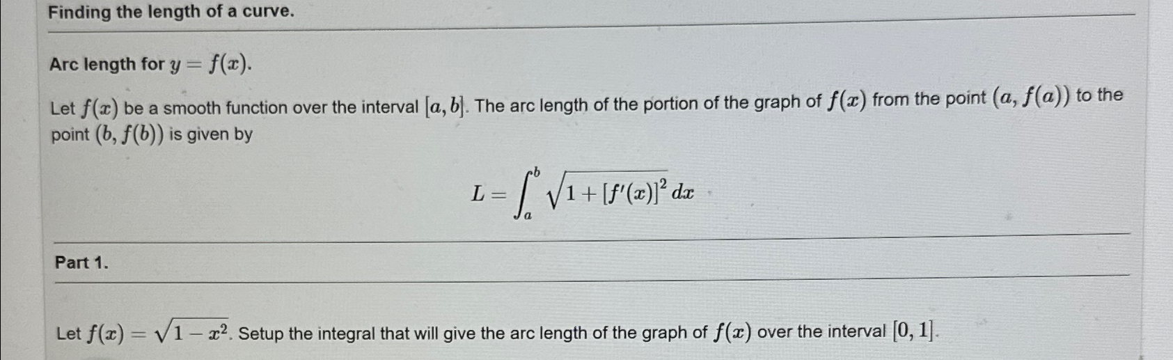Solved Finding the length of a curve.Arc length for | Chegg.com