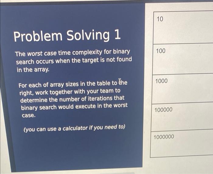 Solved 10 Problem Solving 1 100 The worst case time | Chegg.com