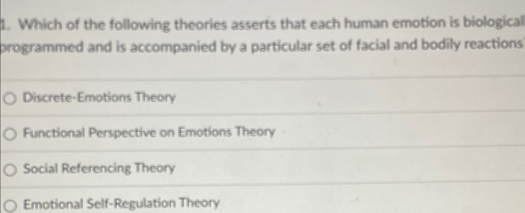 Solved Which of the following theories asserts that each | Chegg.com