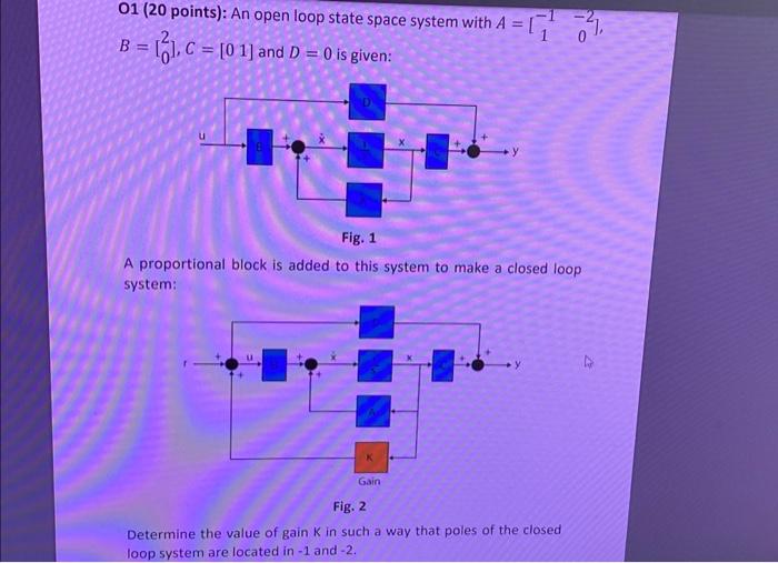 Solved O1 20 Points An Open Loop State Space System With 