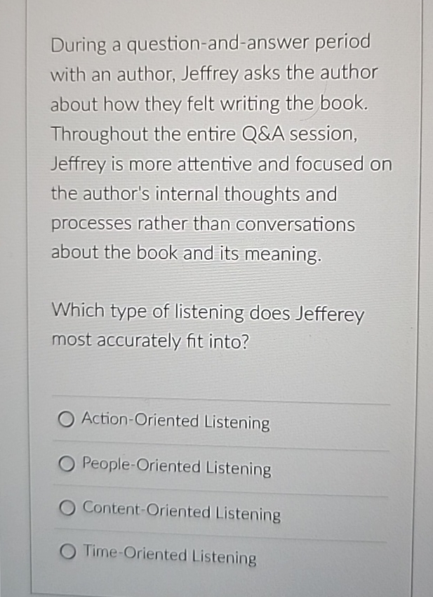 Solved During a question-and-answer period with an author, | Chegg.com