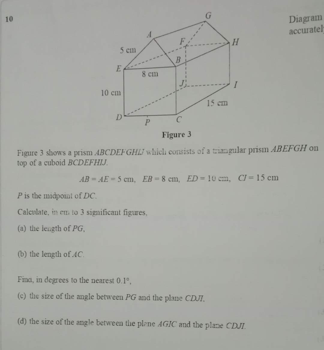 Solved 10 Diagram accuratel H 5 cm B E 8 cm I 10 cm 15 cm D | Chegg.com