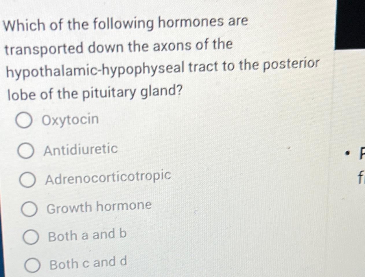 Solved Which of the following hormones are transported down | Chegg.com