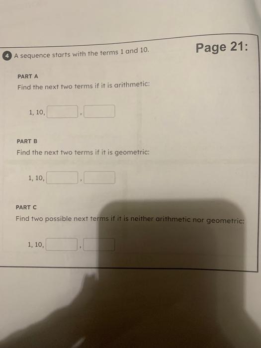 Solved PART A Find the next two terms if it is arithmetic: | Chegg.com