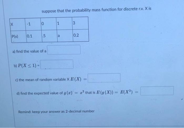 Solved suppose that the probability mass function for | Chegg.com