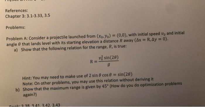 Solved Problem A: Consider a projectile launched from | Chegg.com