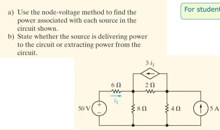 Solved a) Use the node-voltage method to find the power | Chegg.com