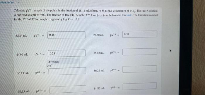 Solved stion 5 of 10 Calculate pV2+ at each of the points in | Chegg.com