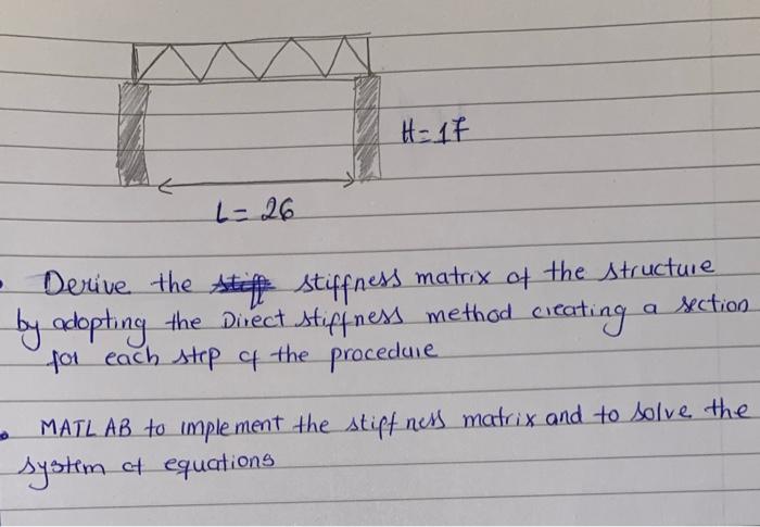 H=17 L-26 a section Derive the stiff stiffness matrix | Chegg.com