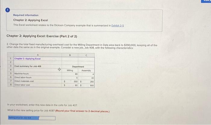 Required information Chapter 2: Applying Excel This | Chegg.com
