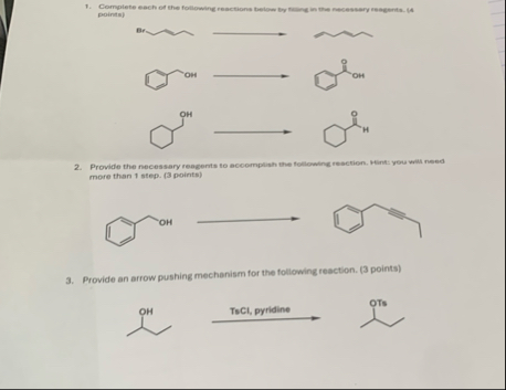 Solved 1. ﻿Complete each following reactions by filling in | Chegg.com