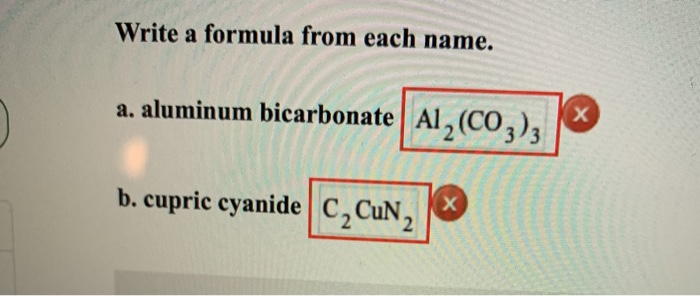 Solved Write a formula from each name. a. aluminum | Chegg.com