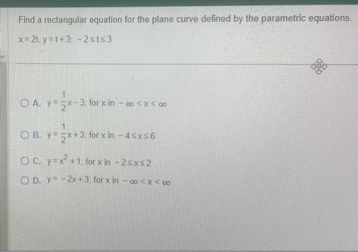 Solved Find a rectangular equation for the plane curve | Chegg.com