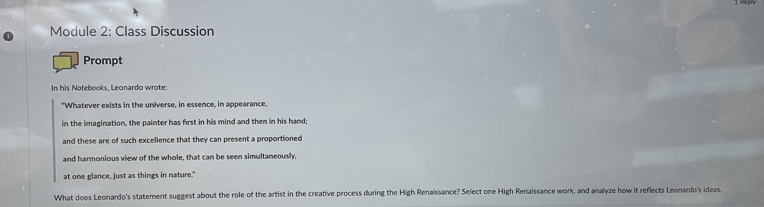 Solved Module 2: Class Discussion ﻿PromptIn his Notebooks, | Chegg.com