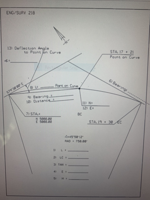 Solved ENG/SURV 218 13) Deflection Angle to Point on Curve | Chegg.com