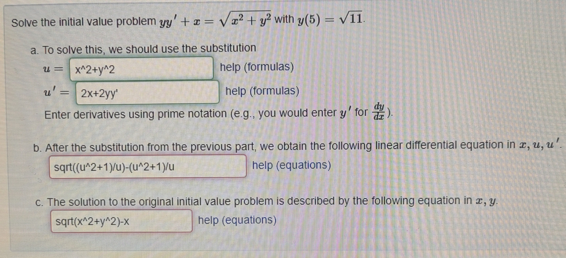 Solved Solve the initial value problem yy'+x=x2+y22 ﻿with | Chegg.com