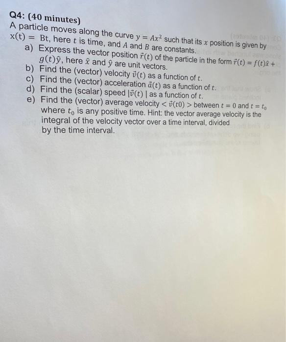Solved A particle moves along the curve y = Ax? such that | Chegg.com