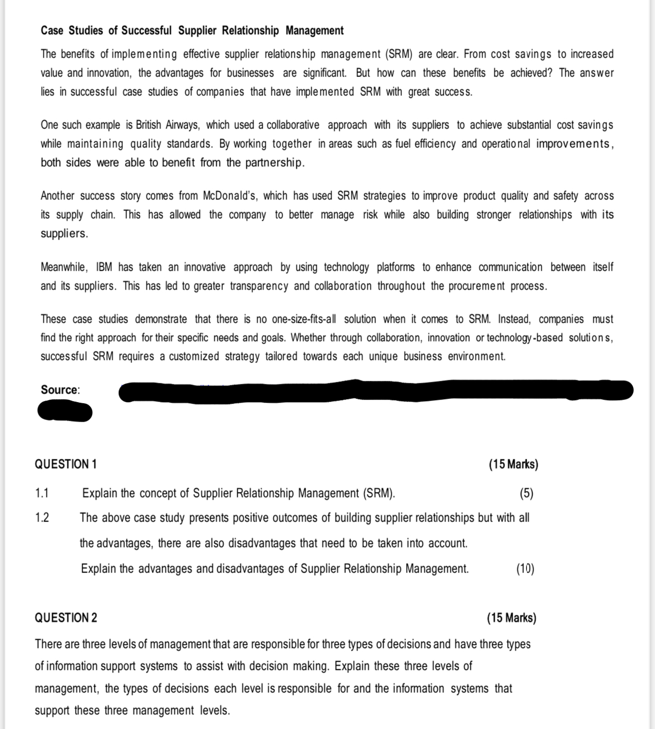 Solved Case Studies of Successful Supplier Relationship | Chegg.com