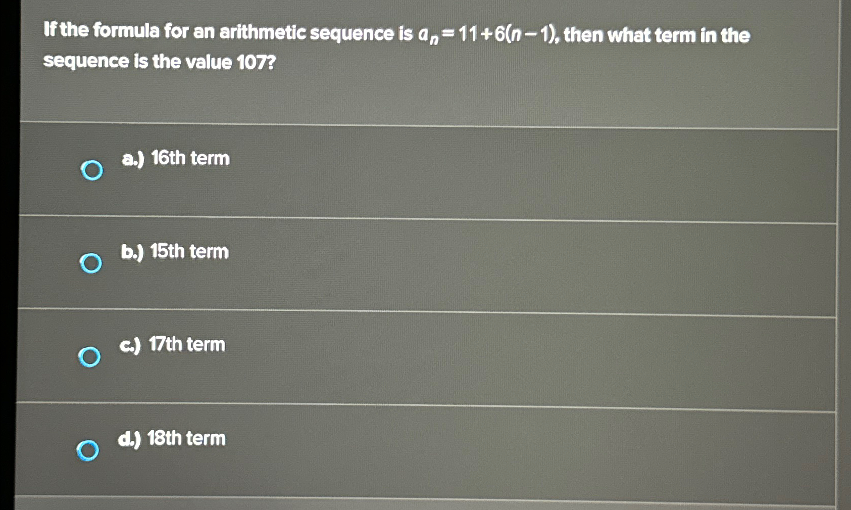 Solved If the formula for an arithmetic sequence is | Chegg.com