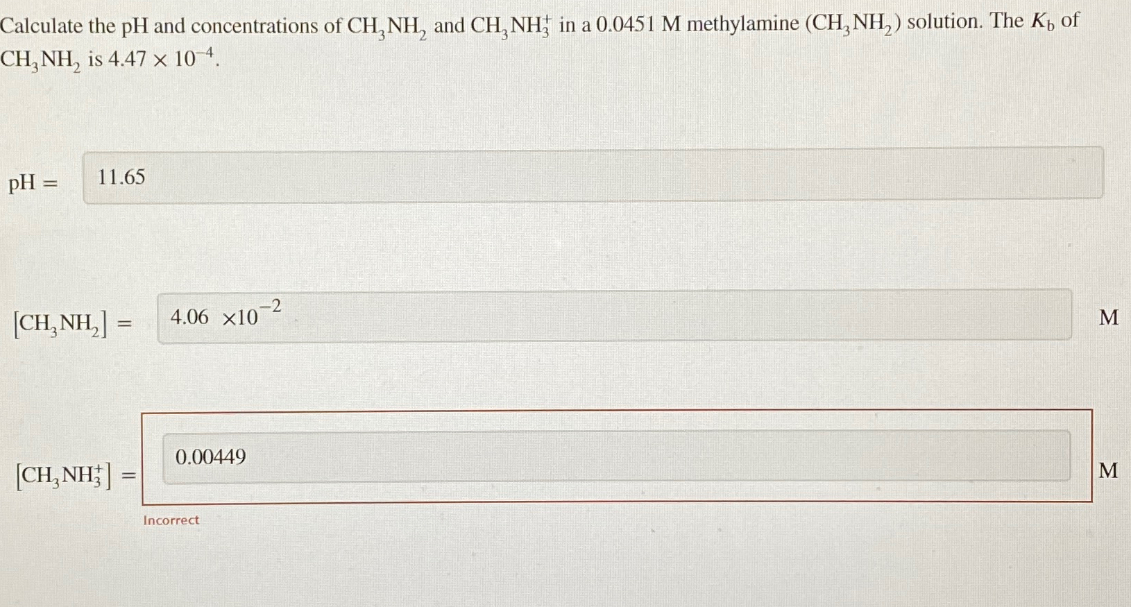 Solved Calculate the pH ﻿and concentrations of CH3NH2 ﻿and | Chegg.com
