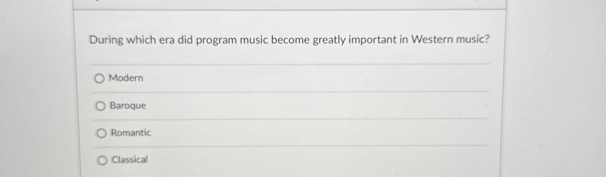 Solved During which era did program music become greatly | Chegg.com