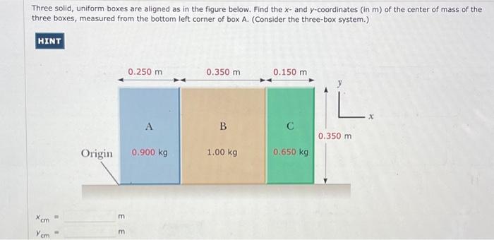 Solved Three solid, uniform boxes are aligned as in the | Chegg.com