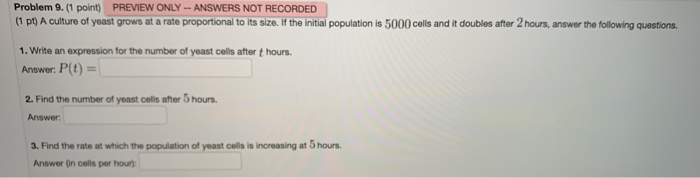Solved Problem 9. (1 point) PREVIEW ONLY -- ANSWERS NOT | Chegg.com