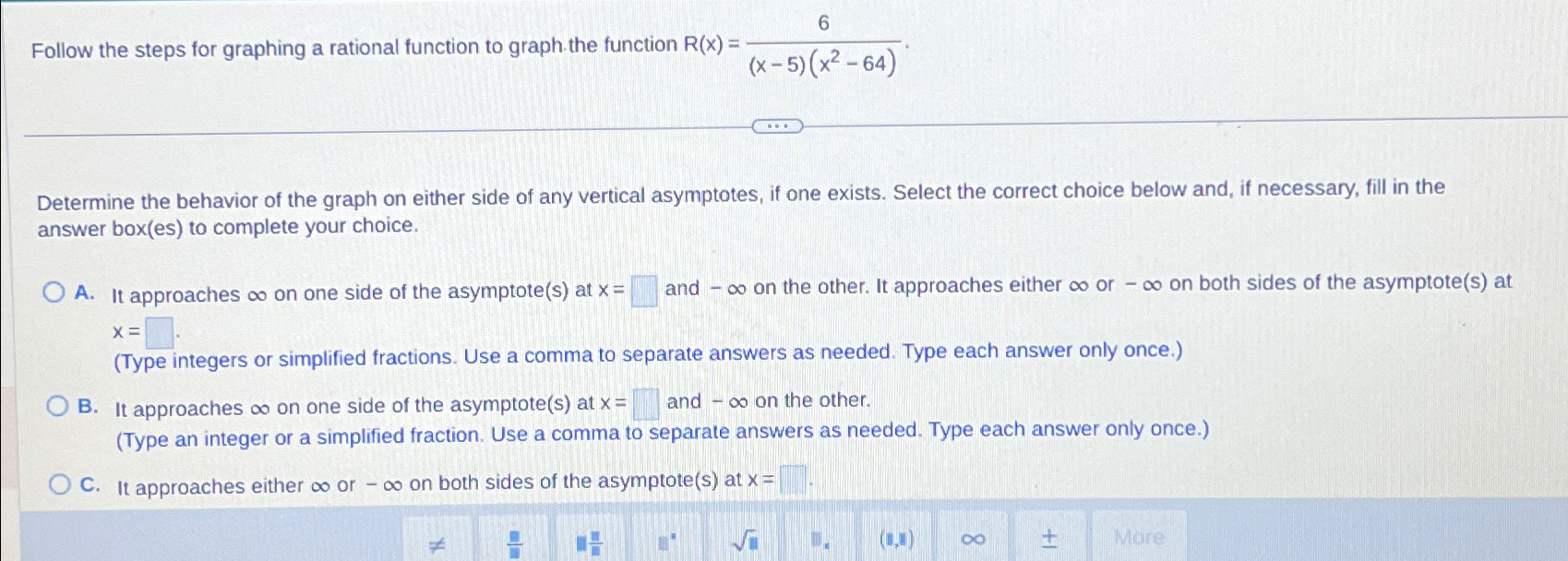 Solved Follow the steps for graphing a rational function to | Chegg.com