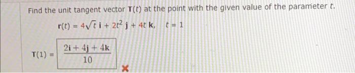 Solved Find the unit tangent vector T(t) at the point with | Chegg.com