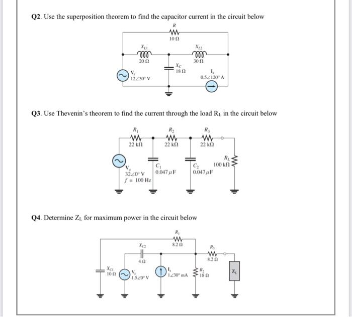 Solved Q2. Use the superposition theorem to find the | Chegg.com