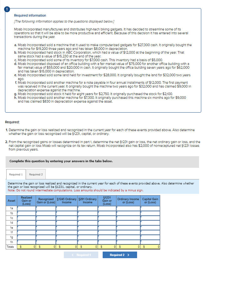 !Required information[The following information | Chegg.com