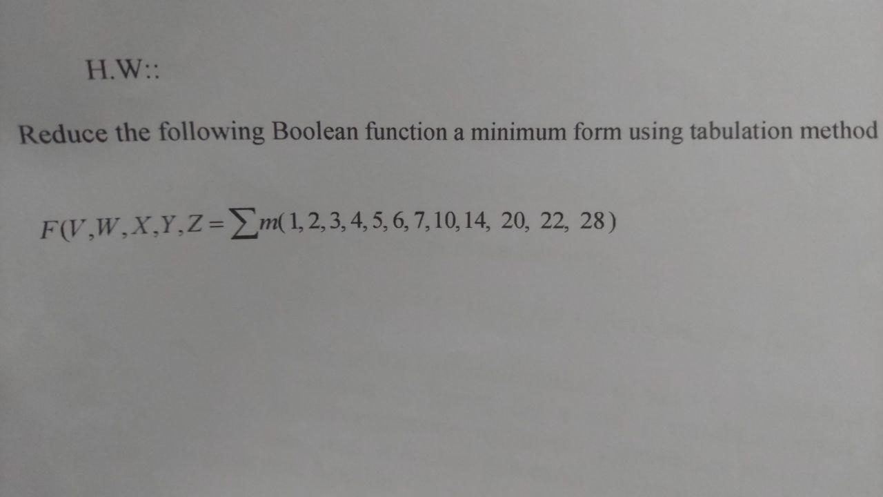 Solved H.W:: Reduce the following Boolean function a minimum | Chegg.com