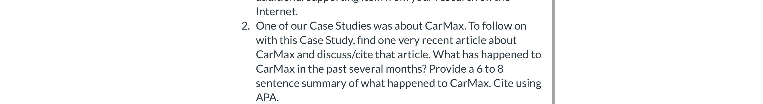 Solved Internet.2. ﻿One of our Case Studies was about | Chegg.com